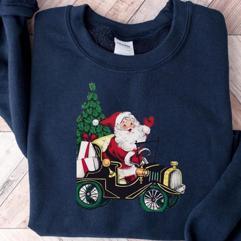 Santa Retro Christmas T-shirts Sweatshirts for Women Pink Christmas ...