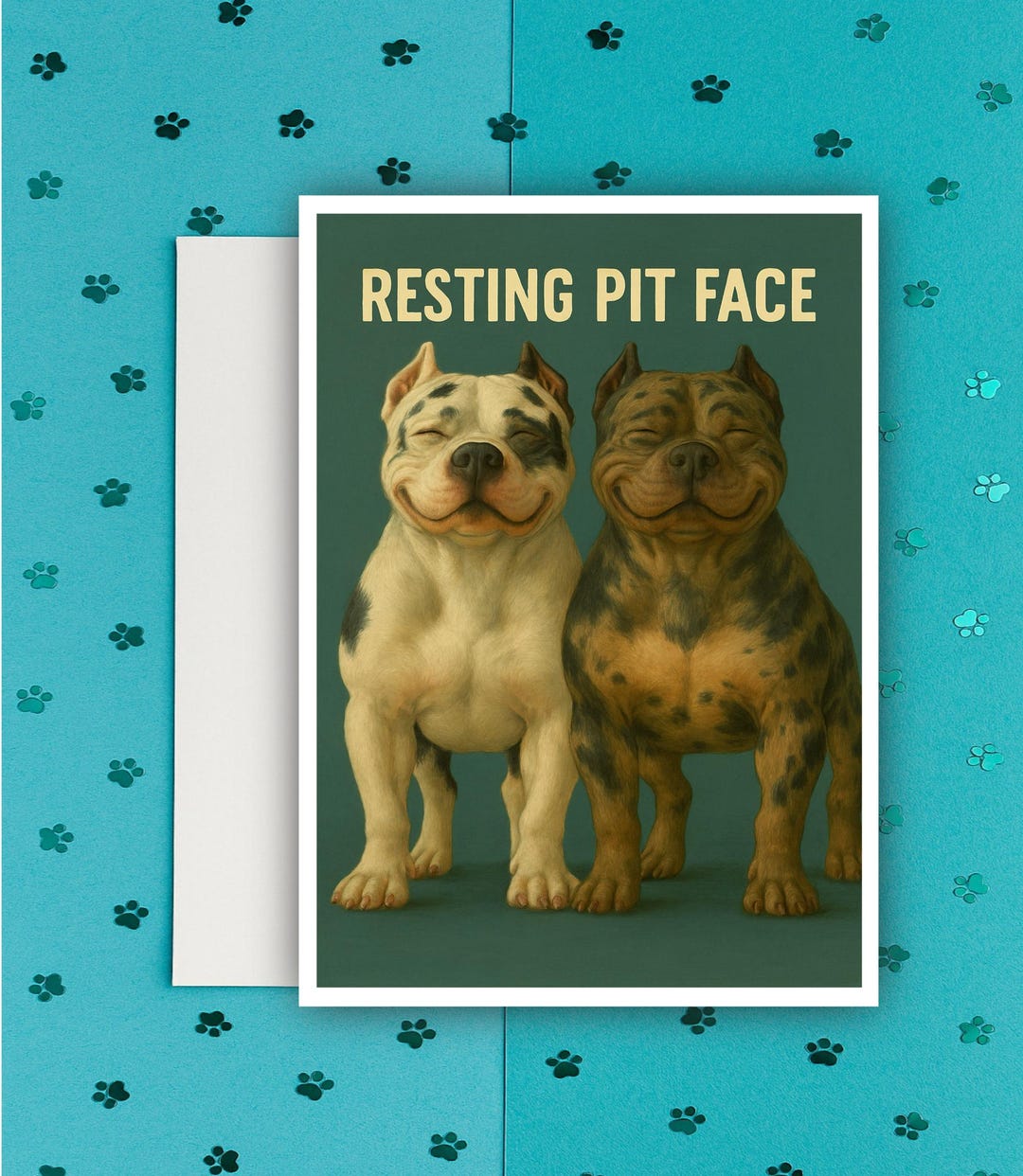 Custom Cute Pitbull Art | Resting Pit Face | Veterinarian Gift | Funny ...