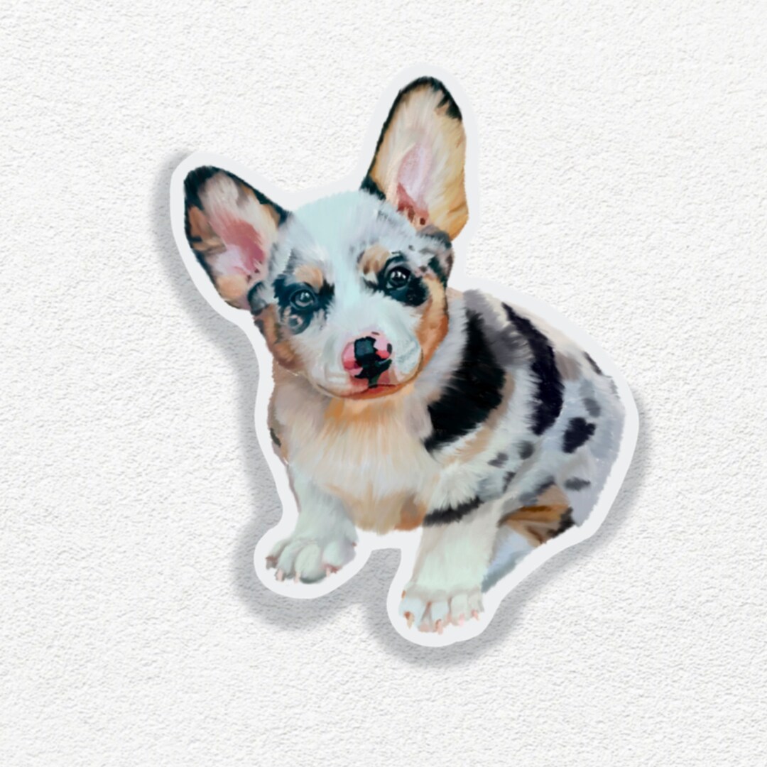 Cowboy Corgi Blue Merle Vinyl Sticker, Pet Stickers, Dog Decal, Dog ...