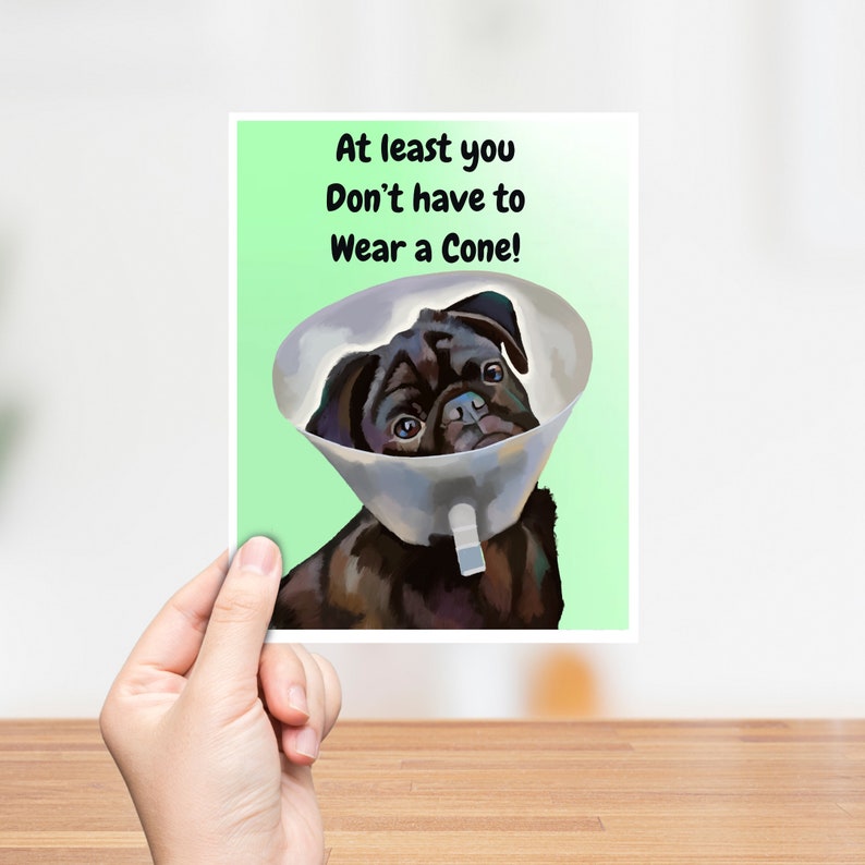 Pug Get Well Card: Funny Dog Art, Cheer up Gift - Etsy