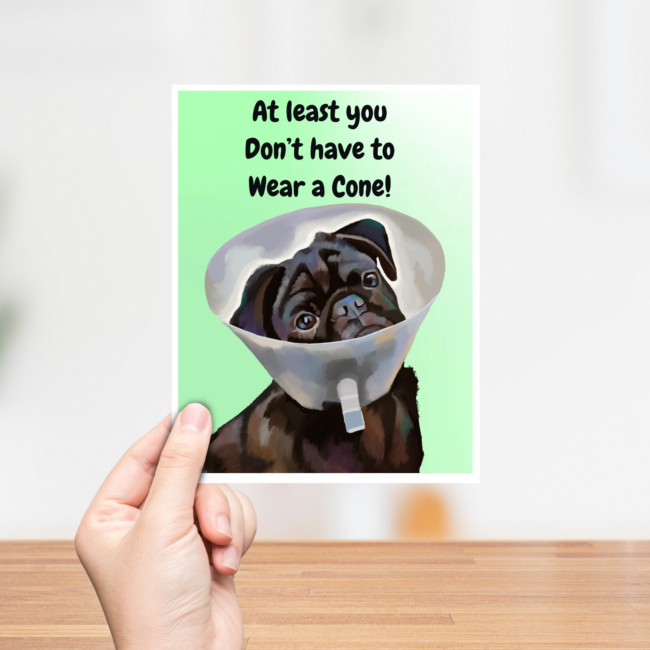 Pug Get Well Card: Funny Dog Art, Cheer up Gift - Etsy