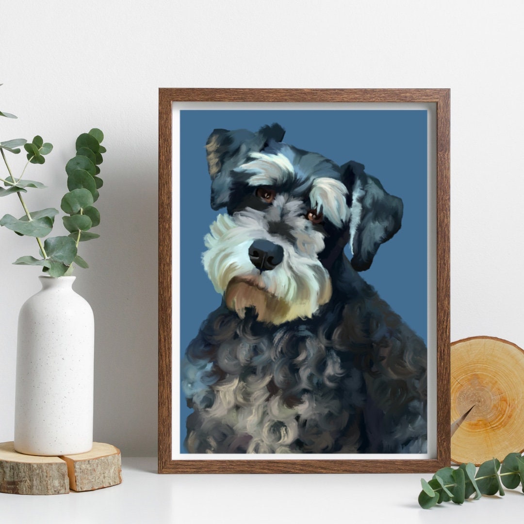 Custom Schnauzer Pet Portrait - Wall Decor - Pet Parent Gift - Etsy