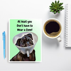Pug Get Well Card: Funny Dog Art, Cheer up Gift - Etsy