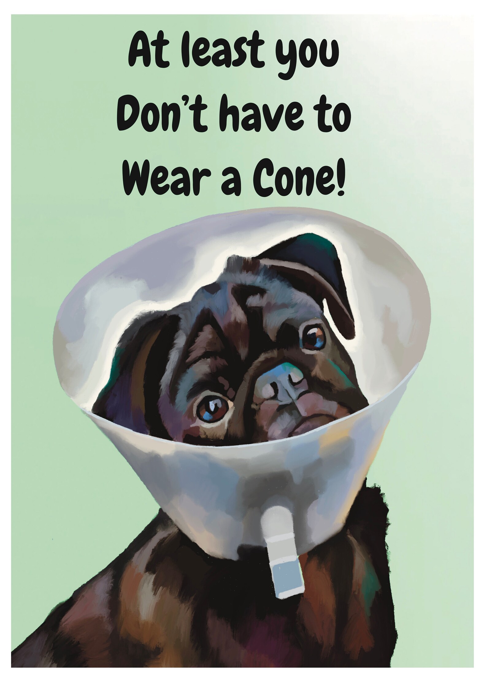 Pug Get Well Card: Funny Dog Art, Cheer up Gift - Etsy