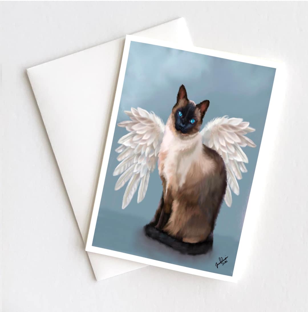 Siamese Cat Sympathy Card: Pet Loss Gift, Cat Wall Art Print - Etsy