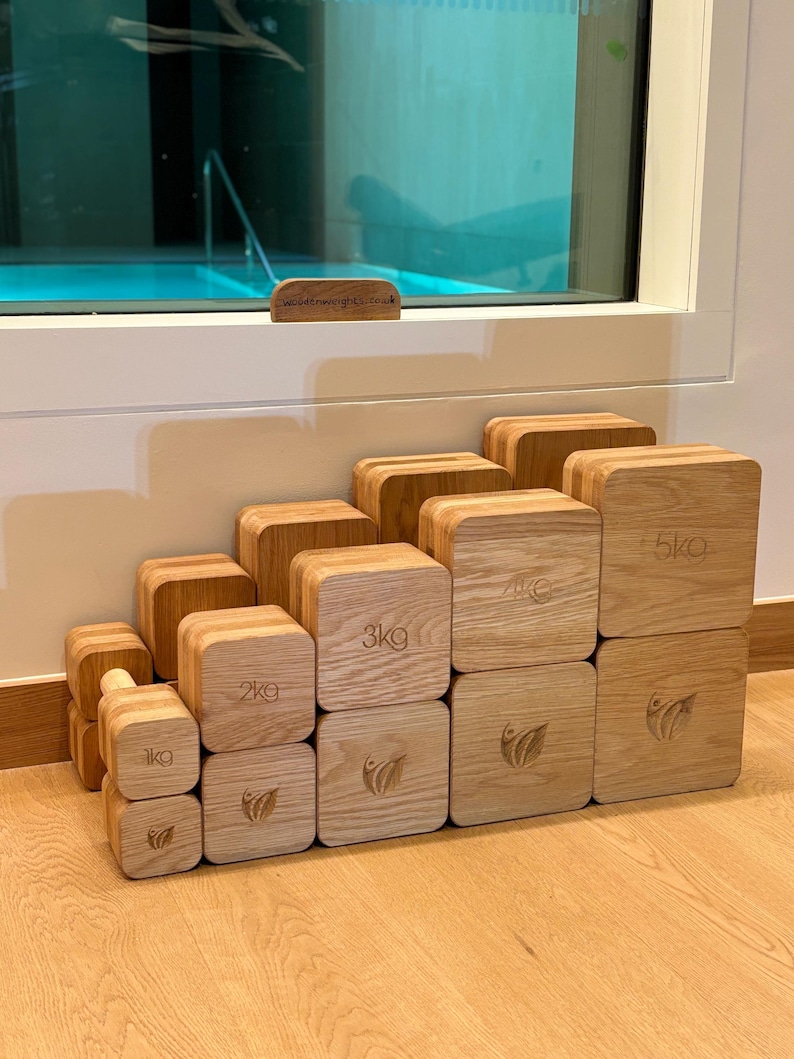 Full Set of Solid Oak Wooden Dumbbells - Etsy