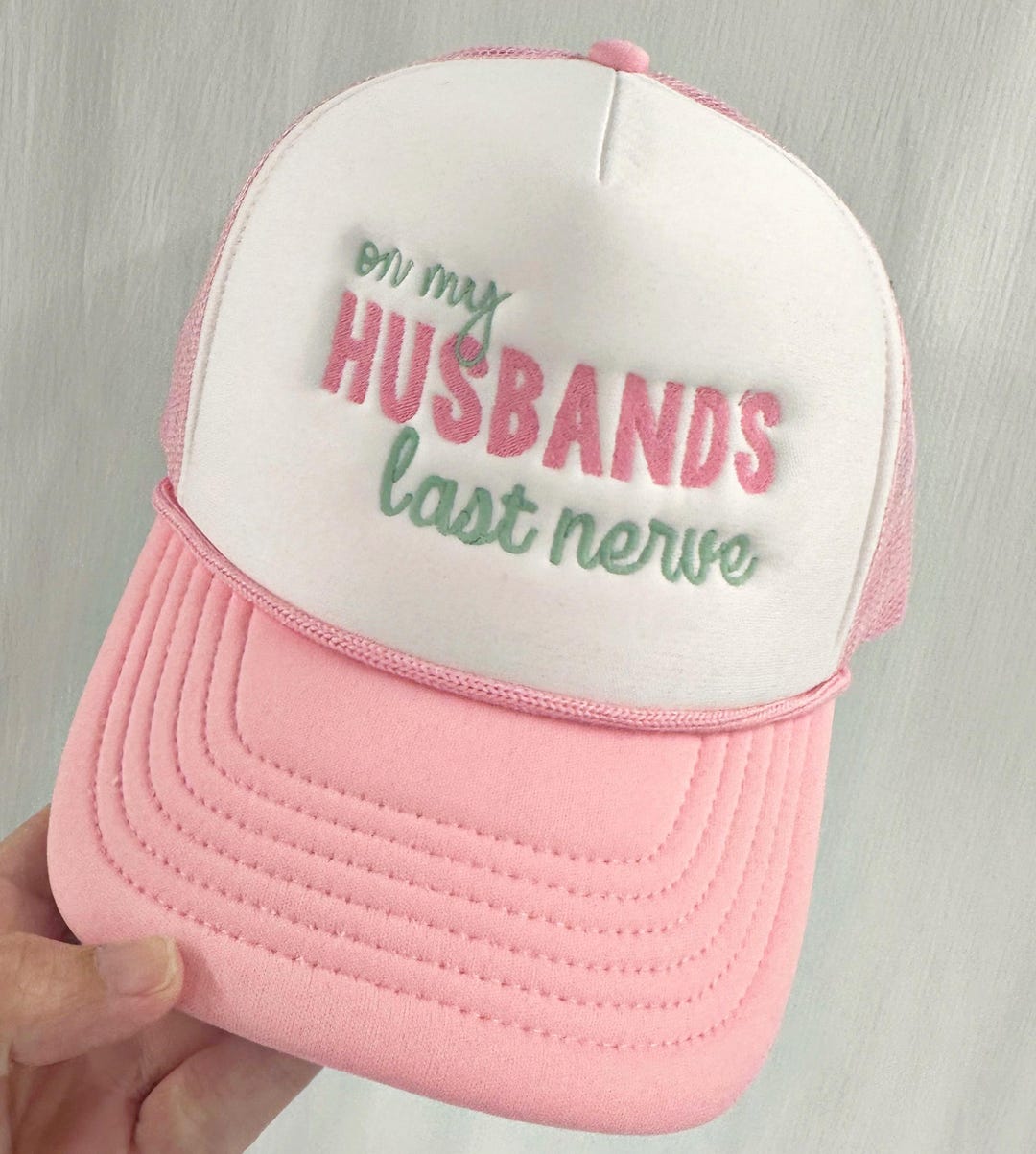On My Husband's Last Nerve Hat, Custom, Husband Hat, Rope Trucker Hat ...