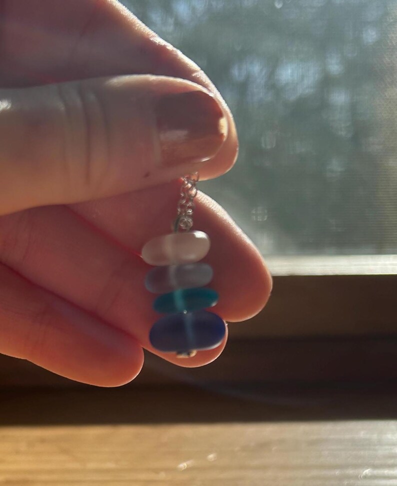 Sea Glass Stacker Pendent- Ocean Blues - Etsy