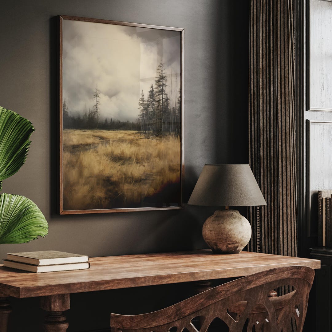 Vintage Path Field Wall Art, Rustic Coastal Nature Framed Lard Gallery ...