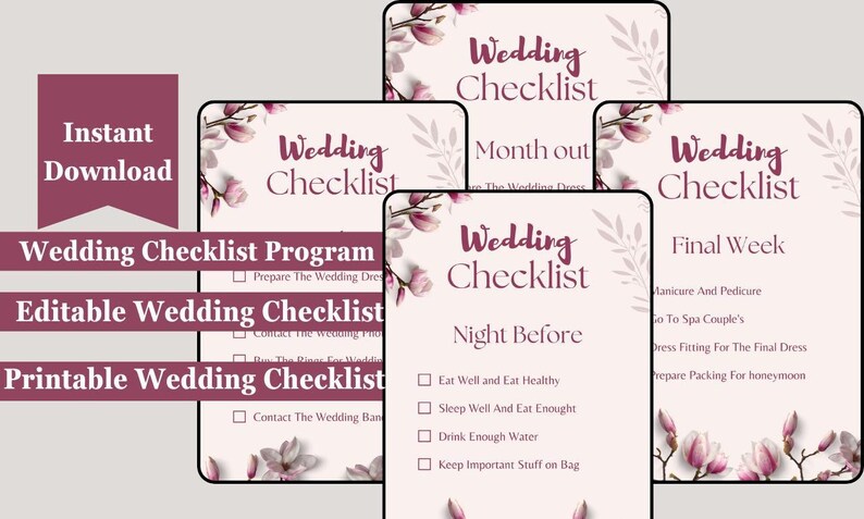 Wedding Program Checklist Planner Template | Digital Download and ...