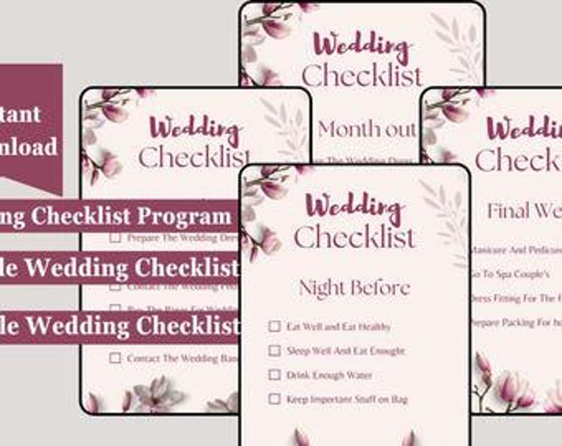 Wedding Program Checklist Planner Template | Digital Download and ...