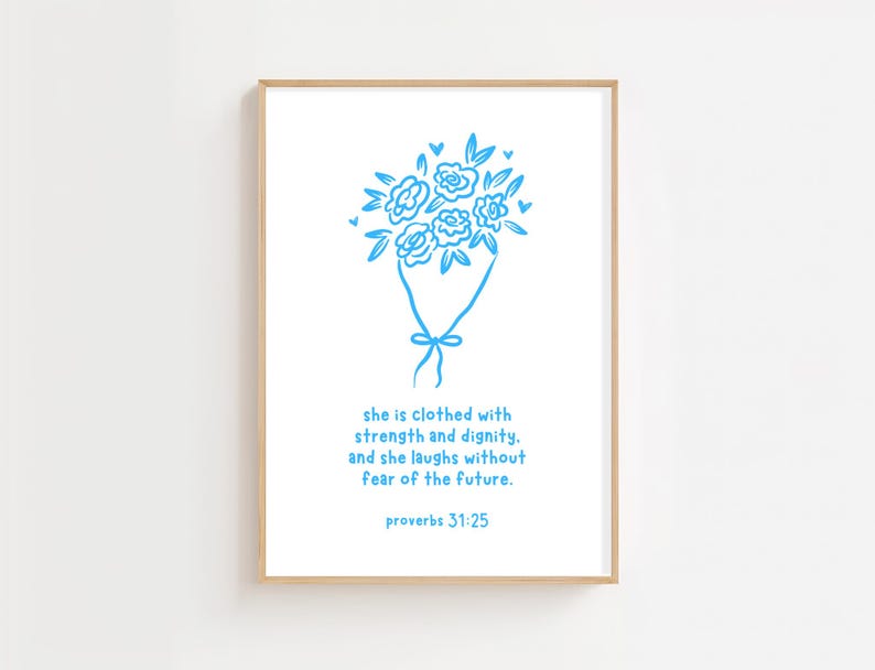 Proverbs 31 Christian Wall Art Printable | Floral Bouquet Bible Verse ...