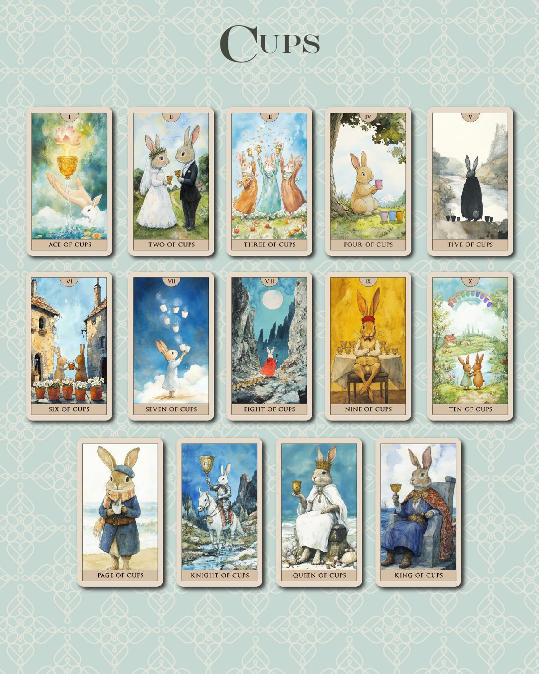 Rabbit Tarot Deck 78 Watercolor Cards Cute Divination Cards Rider Waite ...