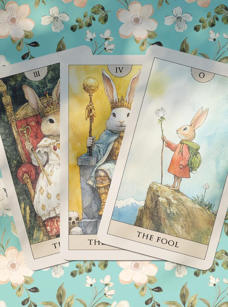 Rabbit Tarot Deck 78 Watercolor Cards Cute Divination Cards Rider Waite ...