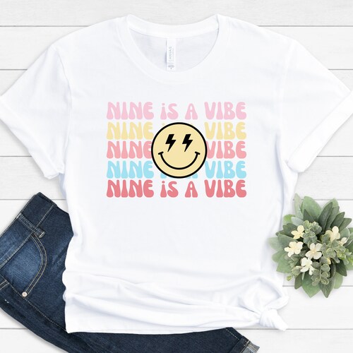 Nine is a Vibe Shirt Girls Birthday Tie Dye Solid Color 9th - Etsy