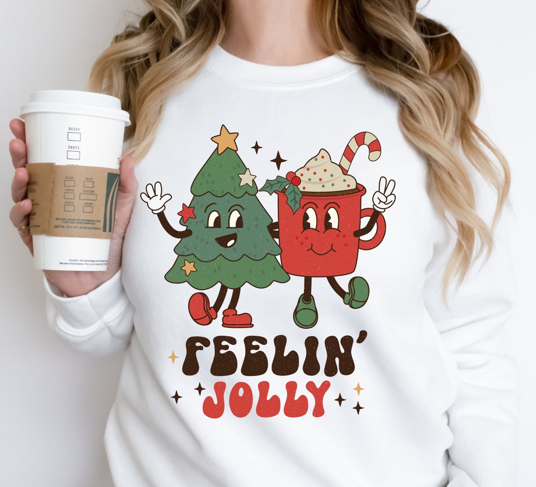 Feelin Jolly Sweatshirt Vintage Christmas Sweatshirt Retro Christmas ...