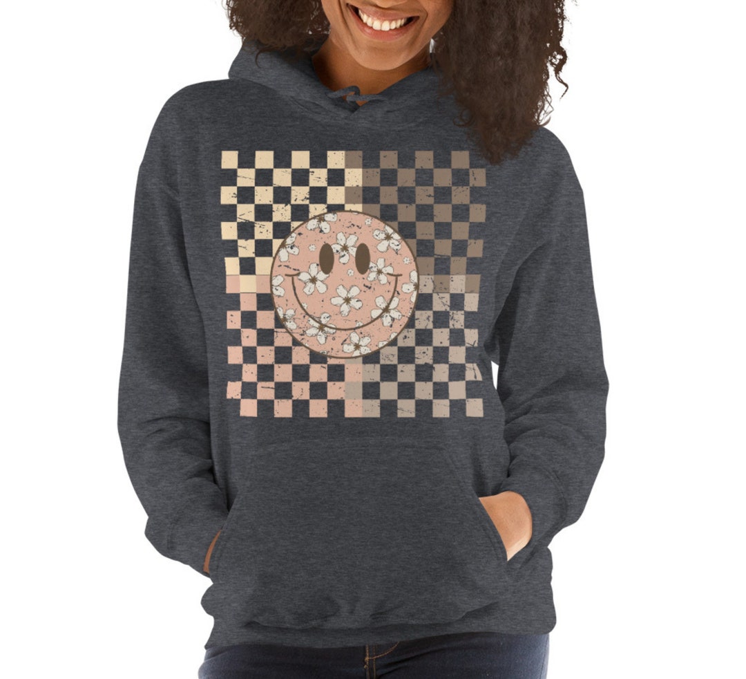 Smile Face Sweatshirt | Checkered Smile Face Sweatshirt | Smile Hoodie ...
