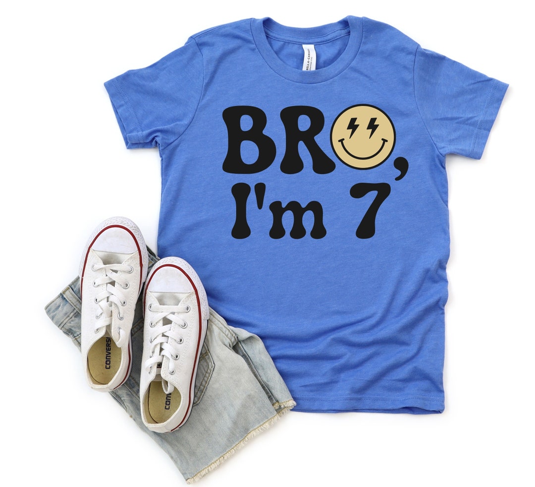 Bro I'm 7 Shirt, Boys 7th Birthday Shirt, 7 Birthday Shirt, Seven ...