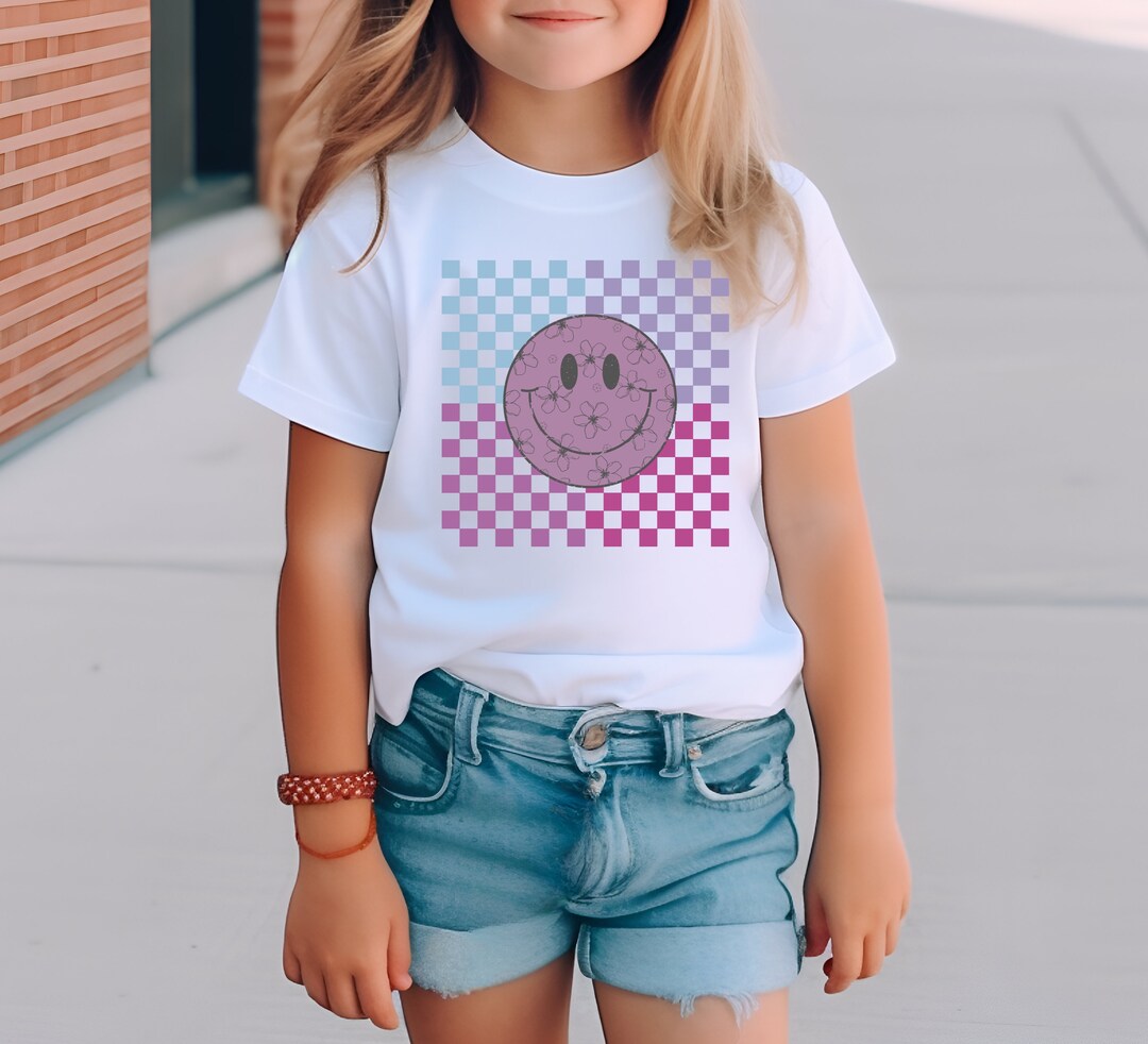 Kids Smile Tee | Kids Smile Face Shirt | Checkered Smile Face Shirt ...