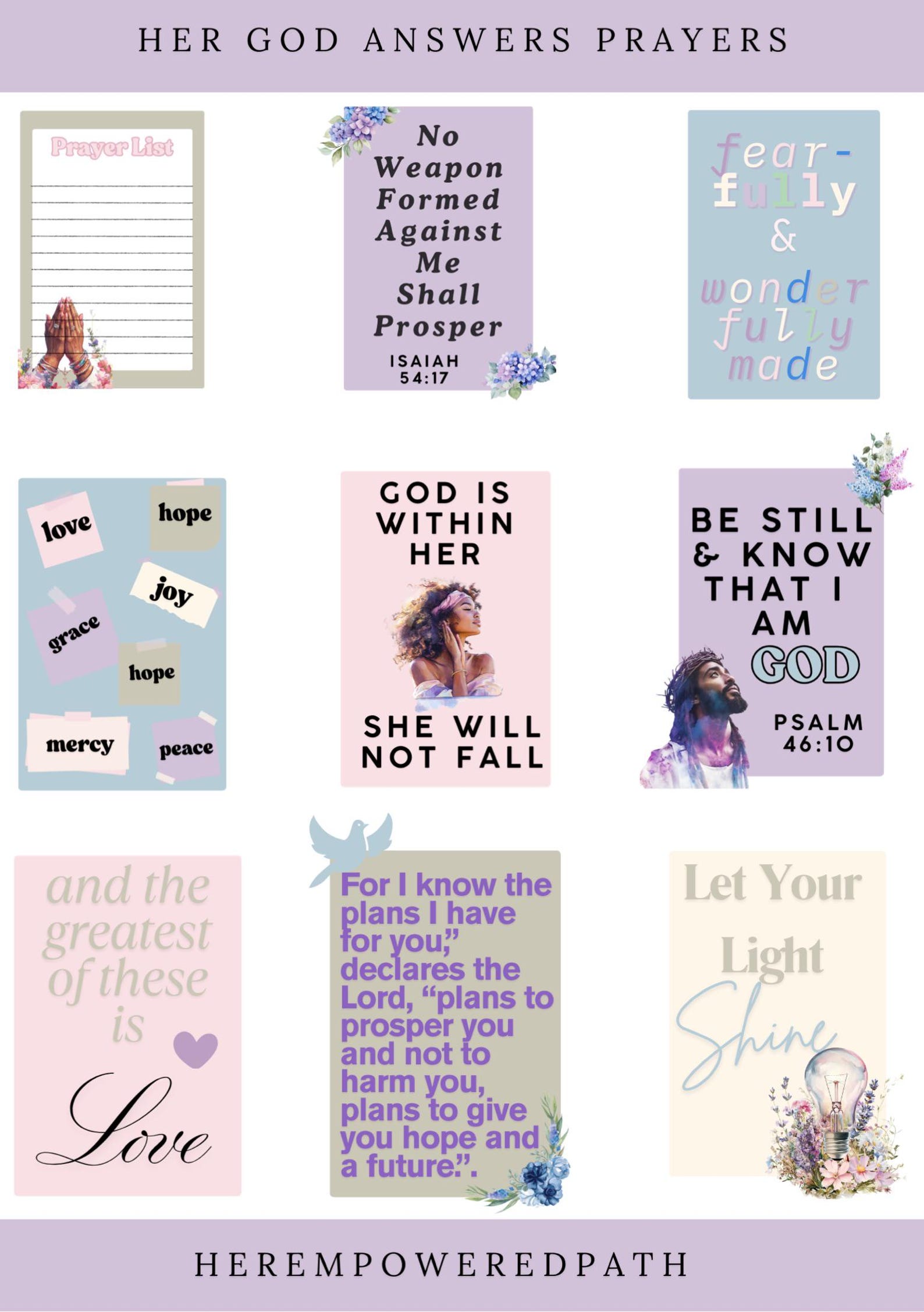Her God Answers Prayers – Christian Digital Stickers, Pre-cropped for ...