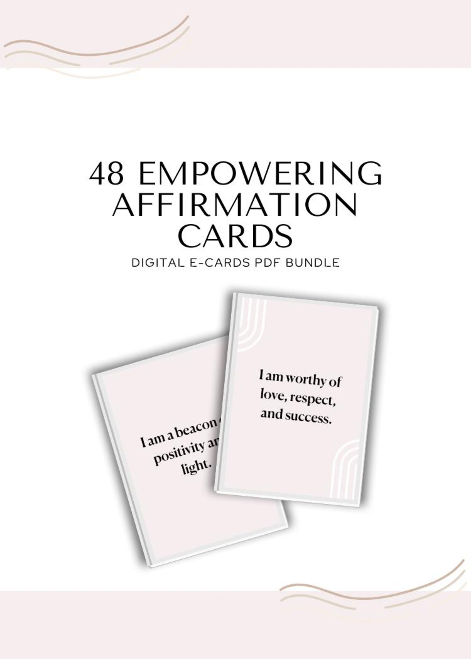 48 Empowering Affirmation Cards Digital E-cards PDF Bundle - Etsy