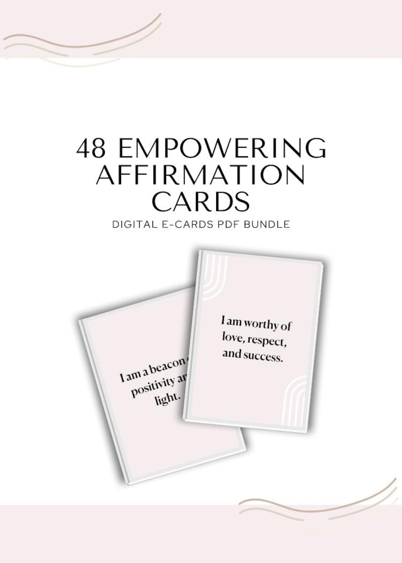 48 Empowering Affirmation Cards Digital E-cards PDF Bundle - Etsy