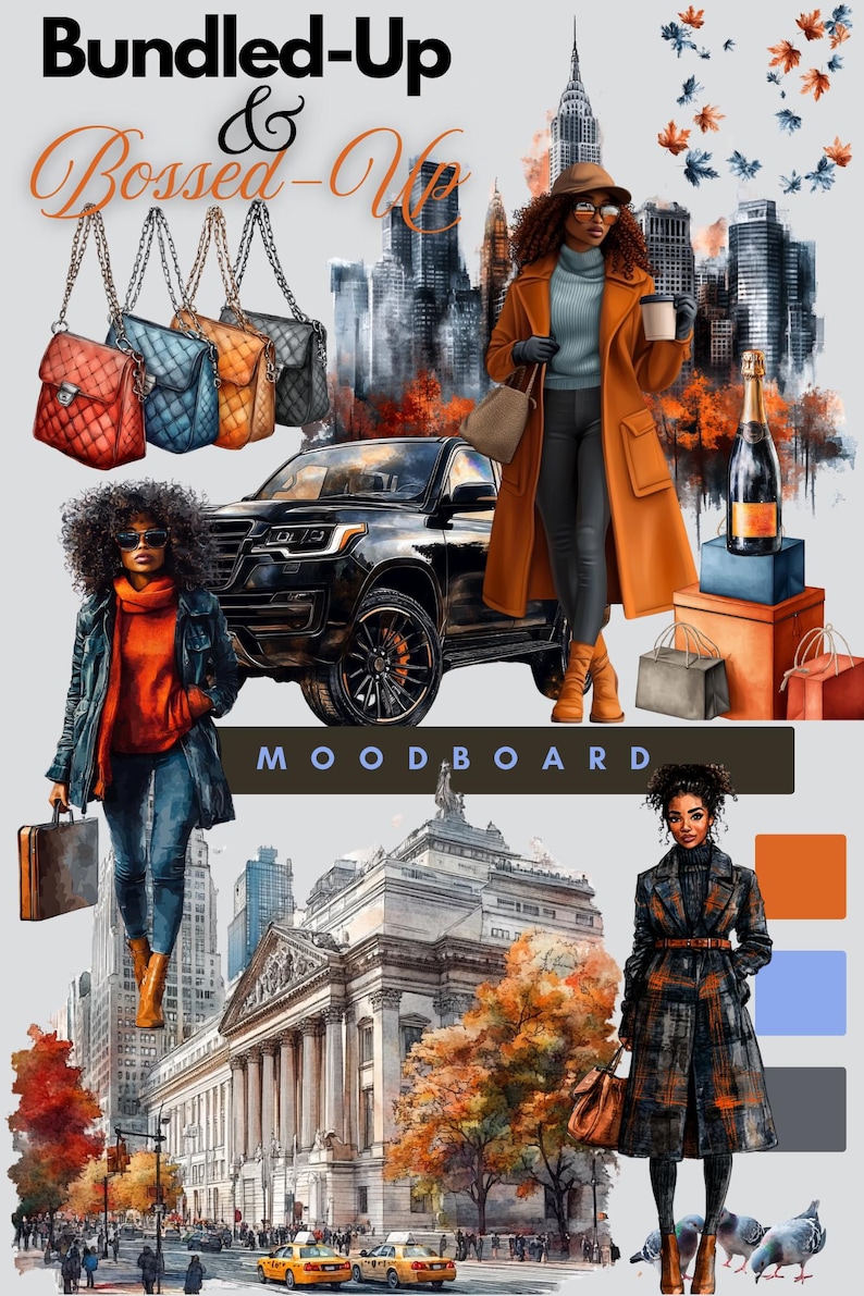 FALL MOOD BOARDS (collage of Photos) Digital Sticker Set | Her Cozy ...