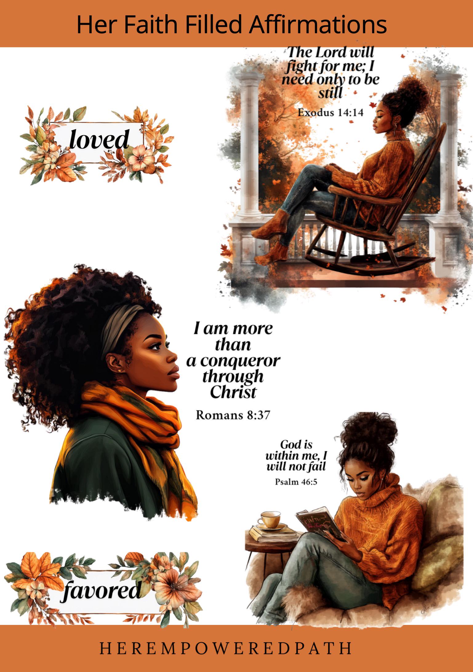 Her Faith Filled Affirmations – Christian Black Girl Digital Stickers ...