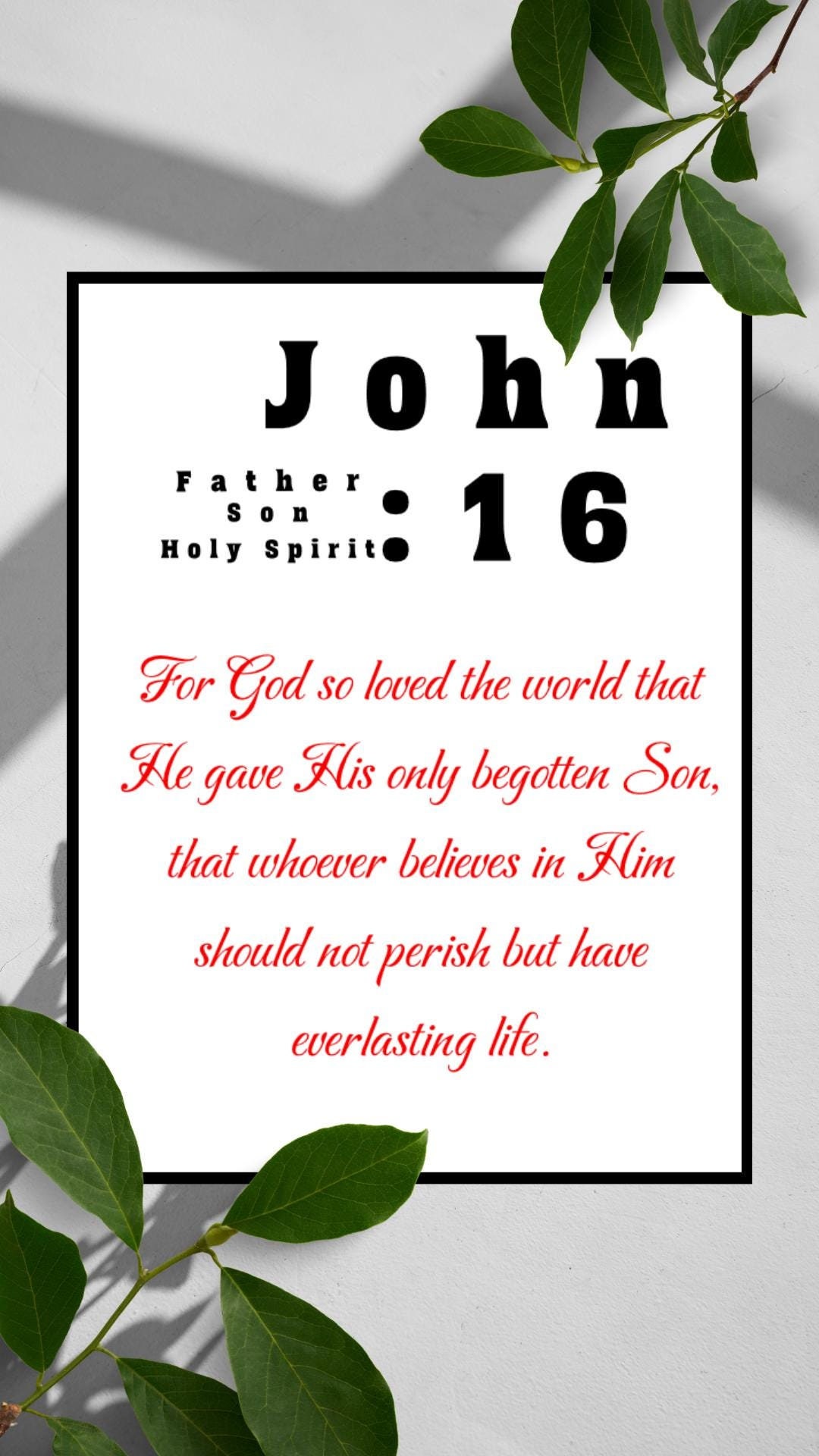 John 316, Bible Scripture Print, Print Wall Art, Inspirational, Word ...