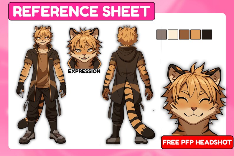 Custom Reference Sheet, Furry Character Sheet, Fursona Commission, Furry Art, Anthro Reference ...
