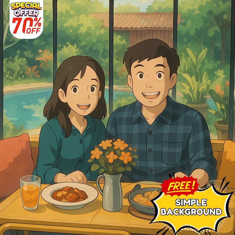 Custom Ghibli-style Anime Portrait: Personalized Family Art - Etsy