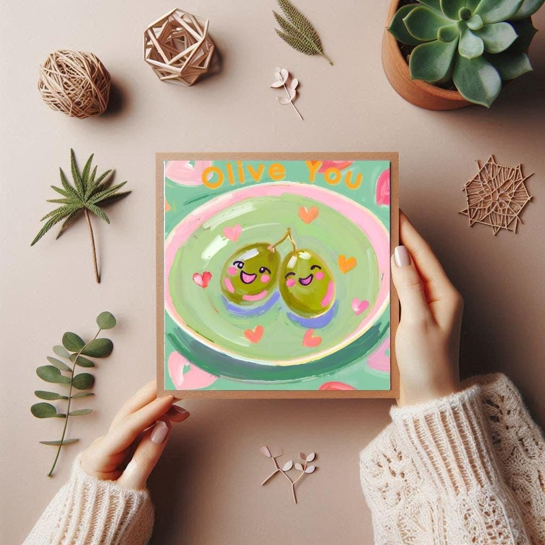 Olive You Card, Funny Card, Love Card, Anniversary Card, Husband, Wife ...