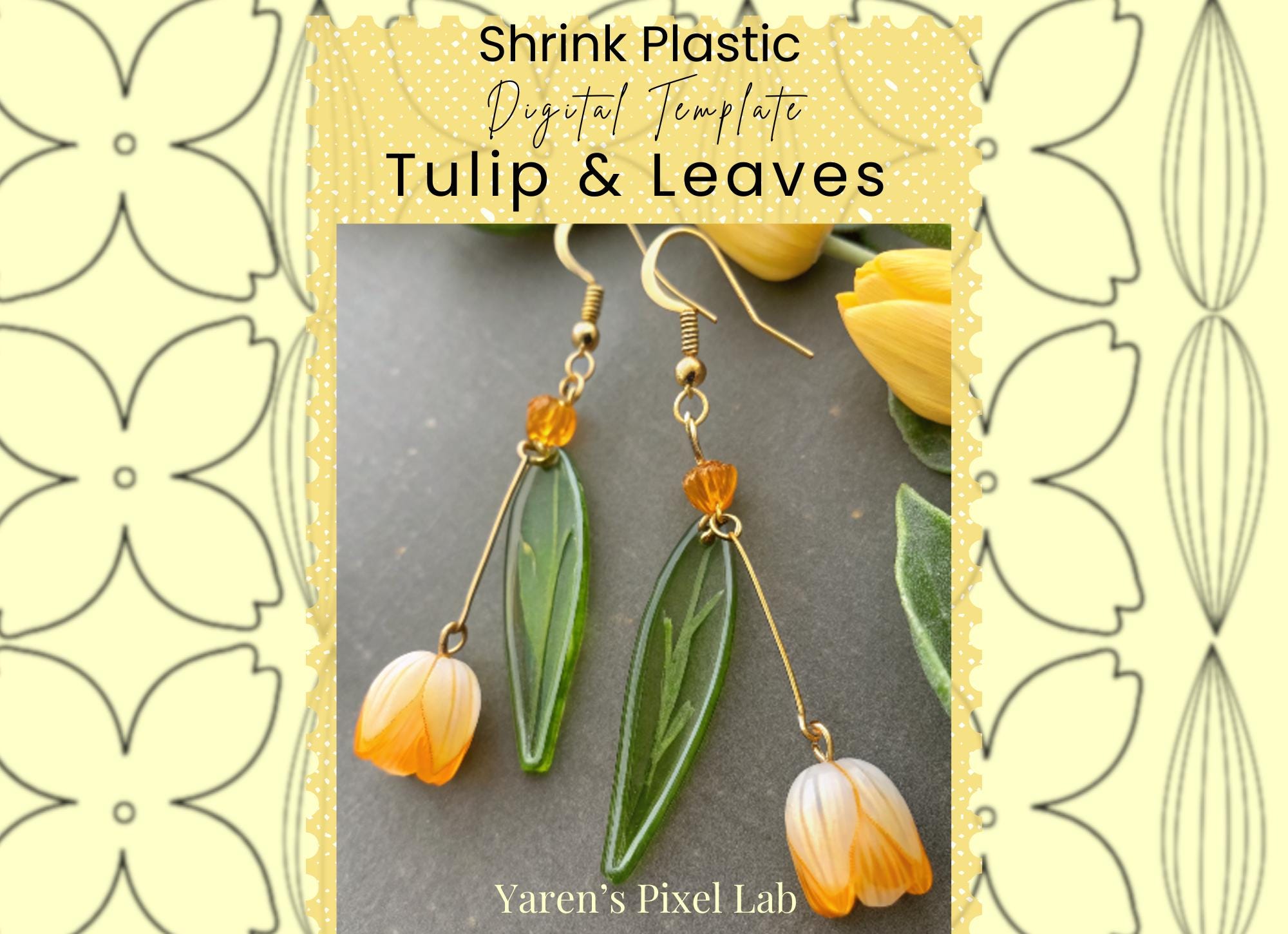 Tulip Shrink Plastic Digital Template | DIY Shrink Plastic Flowers ...