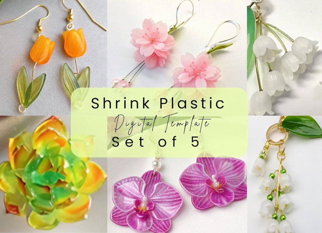 Shrink Plastic Flower Template Set: Orchid, Sakura, Tulip (digital ...