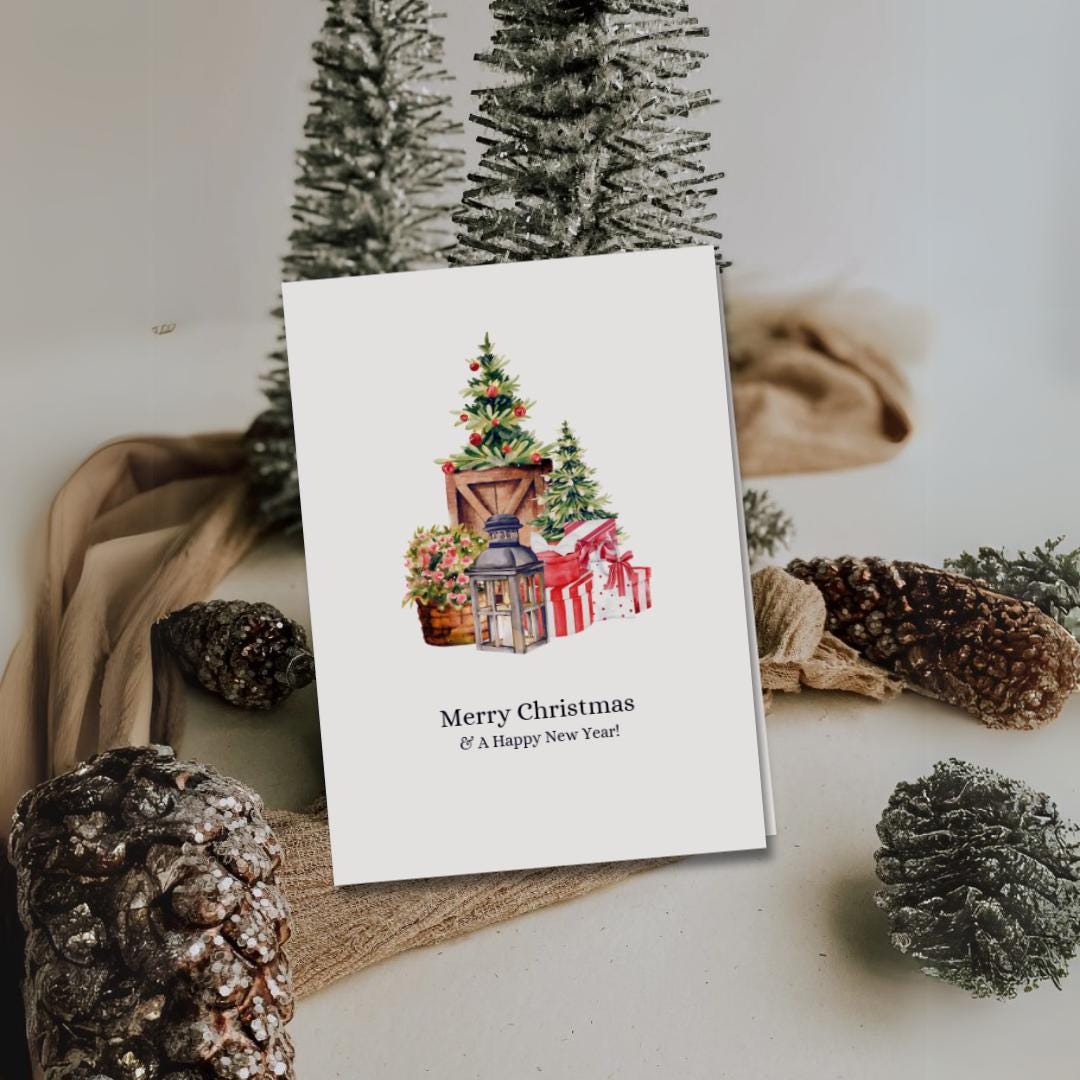 Set of 5 Christmas Greeting Cards Elegant 5x7 Holiday Card Templates ...