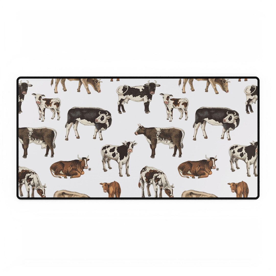 Farmhouse Style Desk Mat Cute Cow Design - Etsy