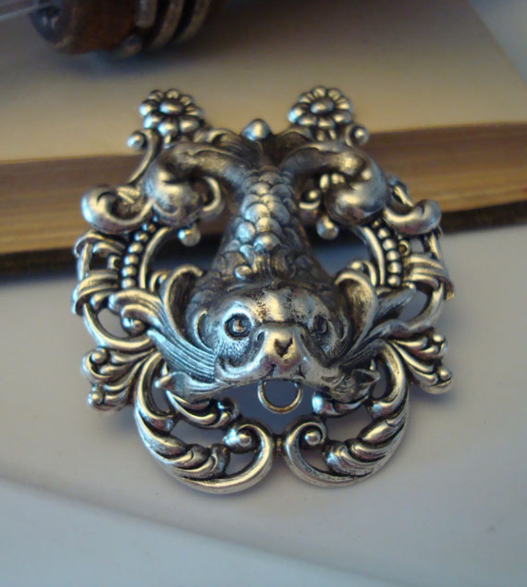 Silver Sea Creature Necklace Supply, Victorian Style Filigree, Ring in ...