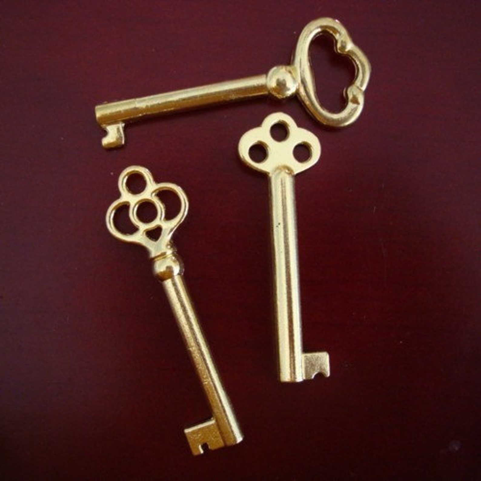 Steampunk Gothic, Special, 3 SKELETON KEYS, GOLD Tone, Designer Special ...