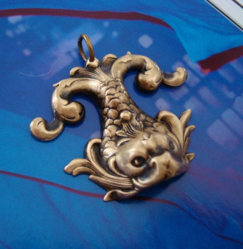 Vintage Ox WATER DRAGON PENDANT, Great Details of Scales and Wiskers ...