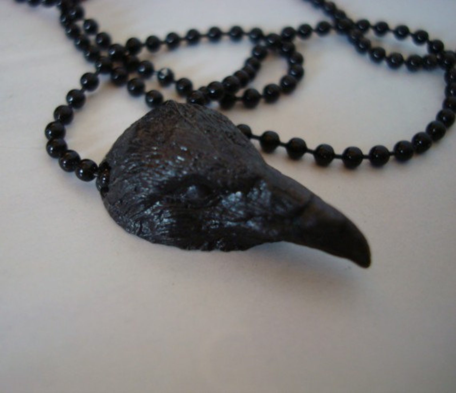 Gothic Ravens Head Necklace Black Powder Coat Ball Chain | Etsy