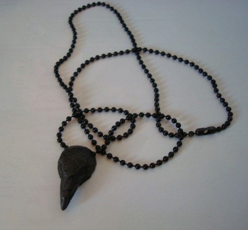 Gothic Ravens Head Necklace Black Powder Coat Ball Chain - Etsy