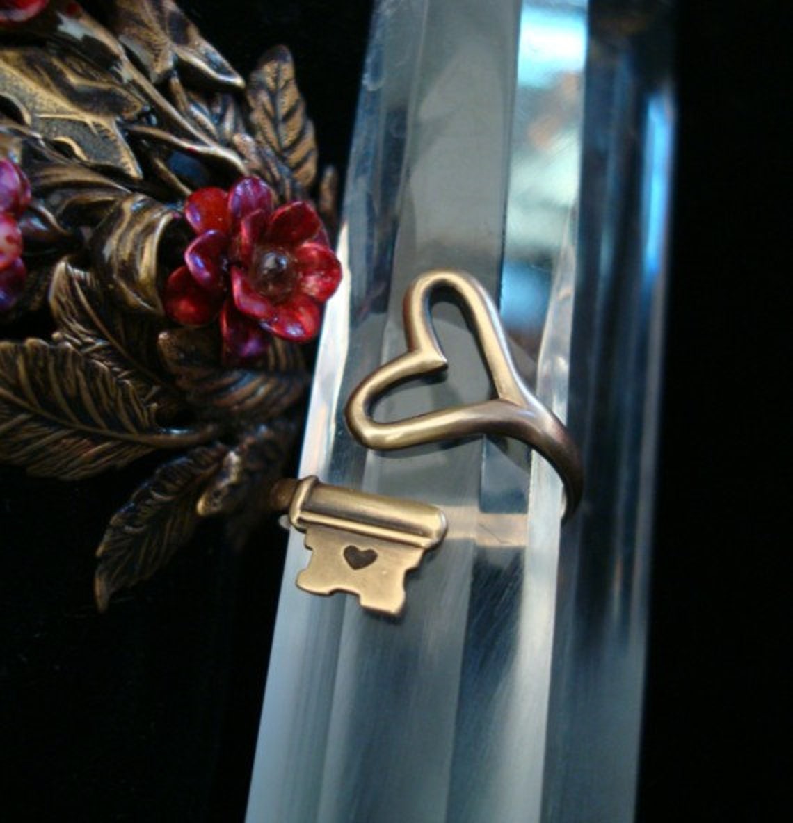 Jewerly Sale BRASS OX Skeleton Heart Ring Key to My Heart | Etsy