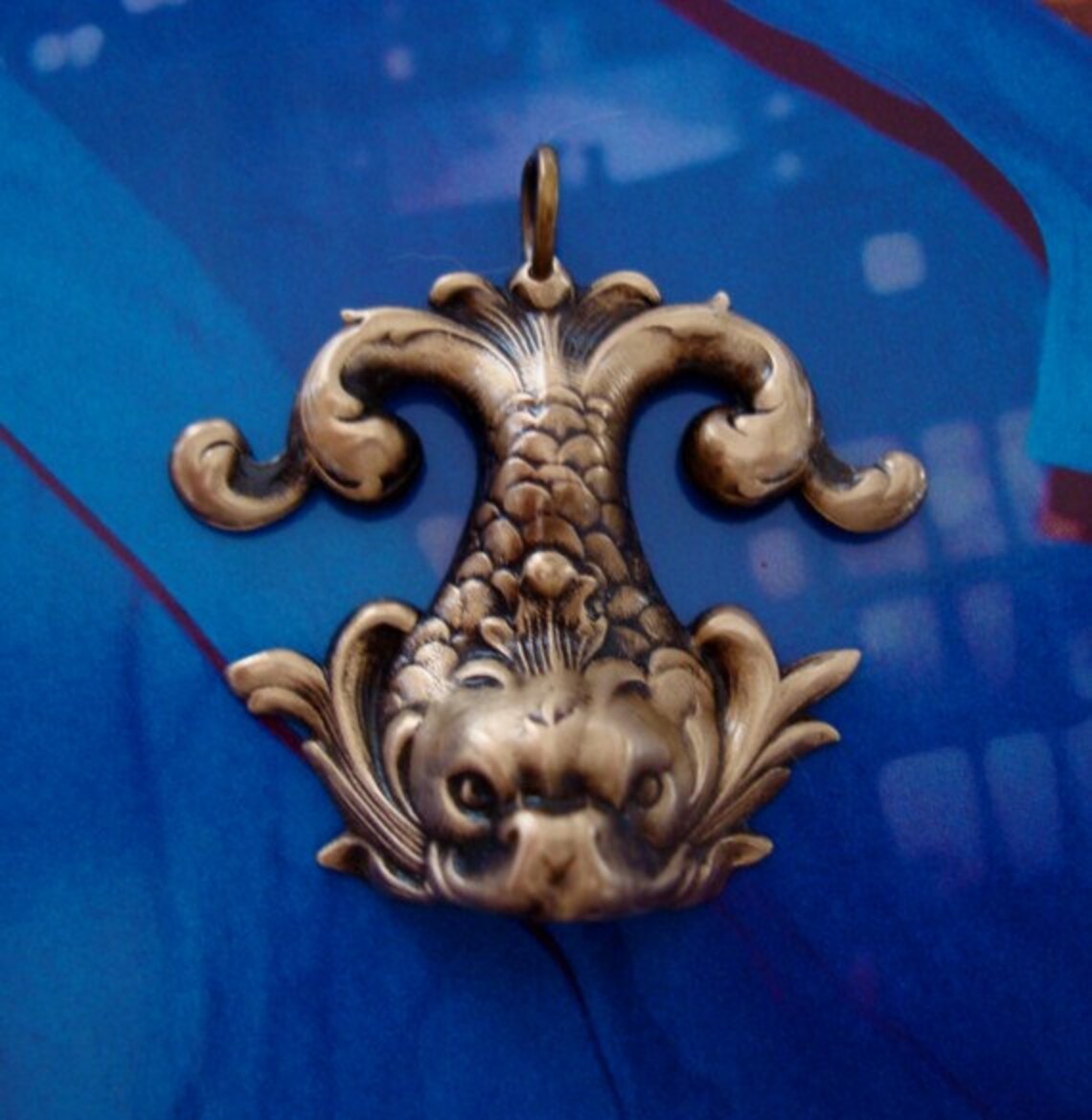 Vintage Ox WATER DRAGON PENDANT, Great Details of Scales and Wiskers ...
