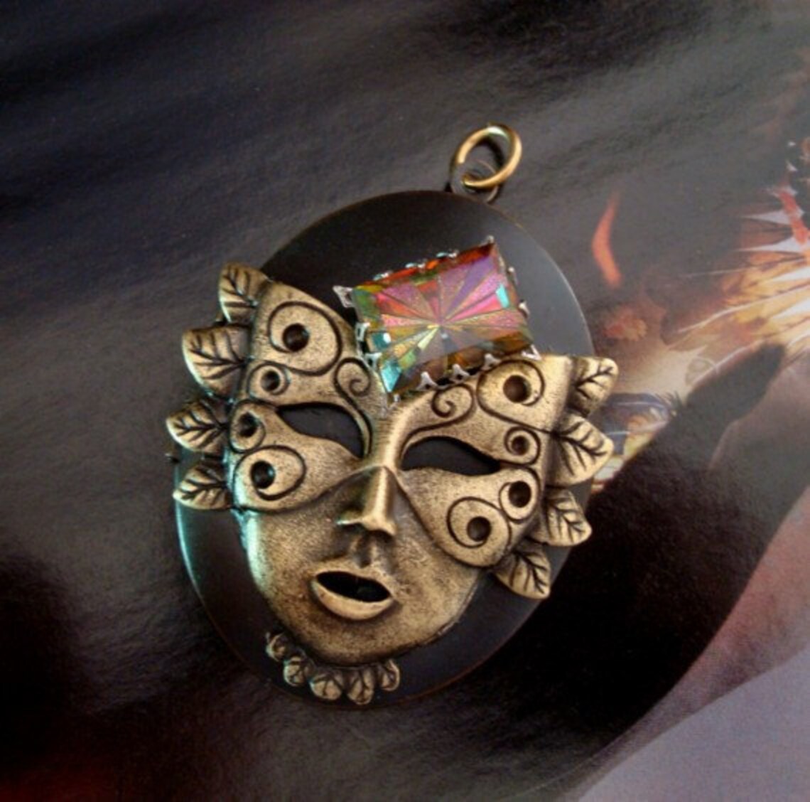 JEWELED MASK Locket Or Completed Necklace Unique Very | Etsy