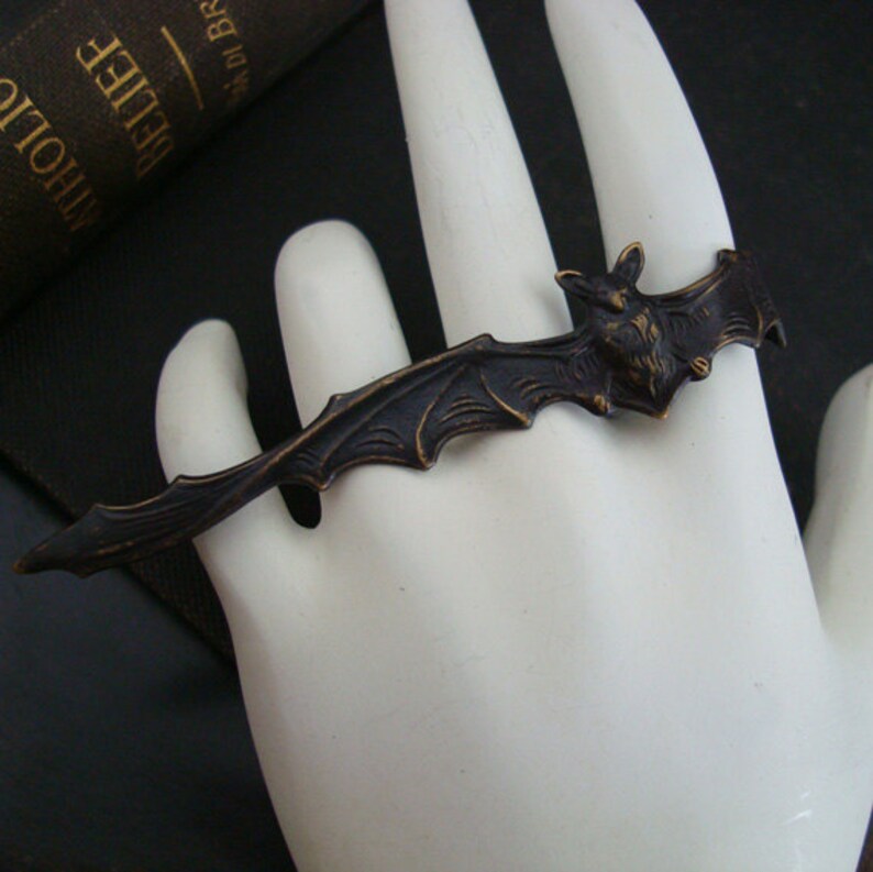 Vampire Bat Ring Long Wing Span Lays Across Hand Adustable - Etsy