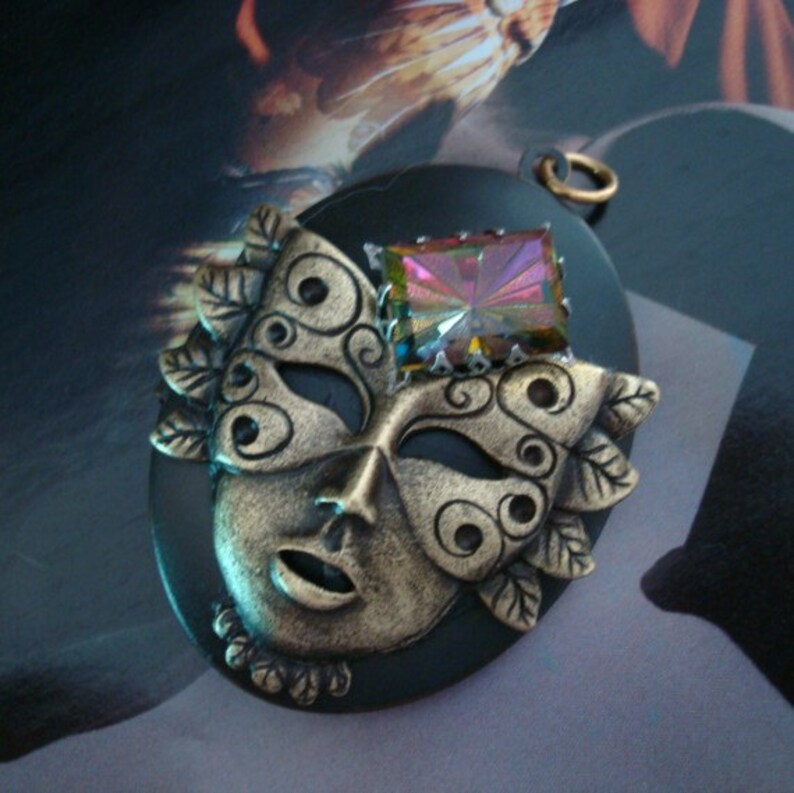 JEWELED MASK Locket or Completed Necklace Unique Very - Etsy