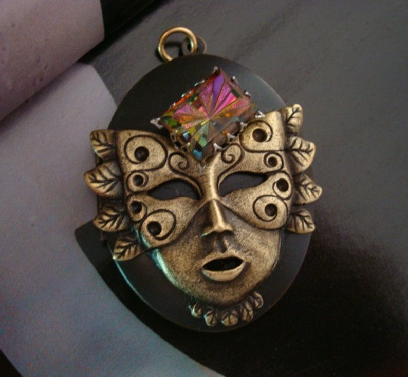 JEWELED MASK Locket or Completed Necklace Unique Very - Etsy
