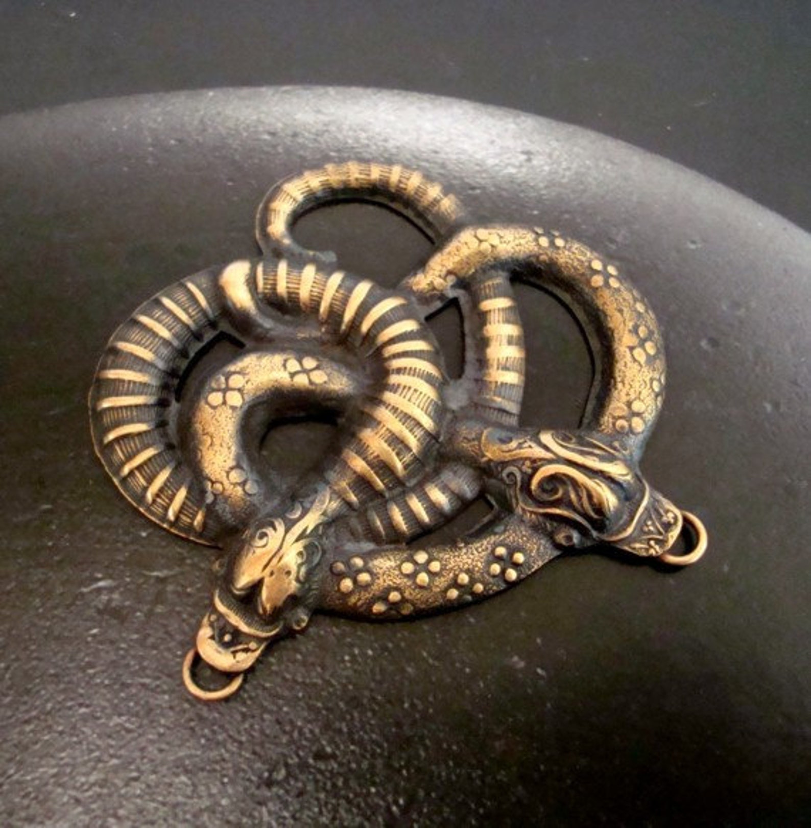 Large Snake Connector or Pendant, Necklace, or Brooch, 2 Ring Added to ...