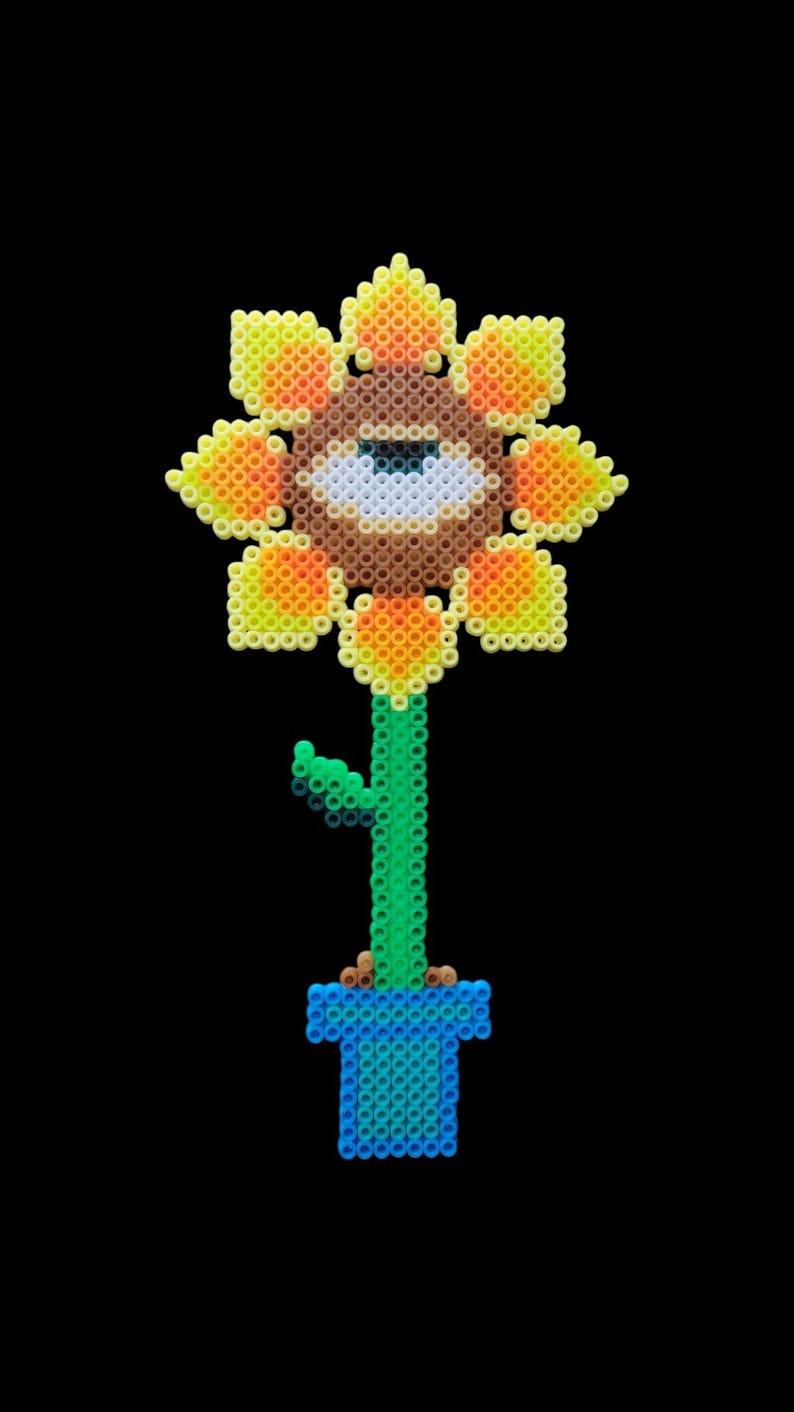 Sunflower Creature Perler Bead Art - Etsy
