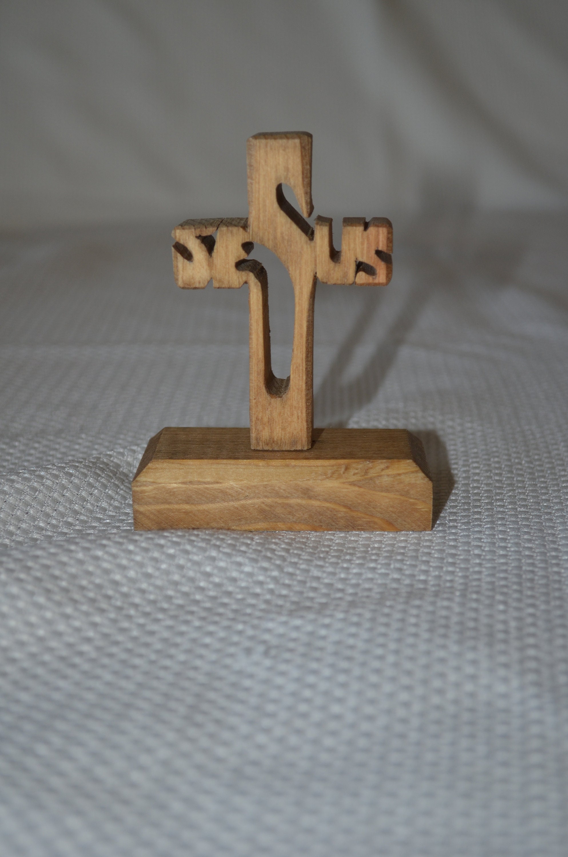 Mini Jesus Cross Made of Pine Wood With Golden Oak Stain | Etsy